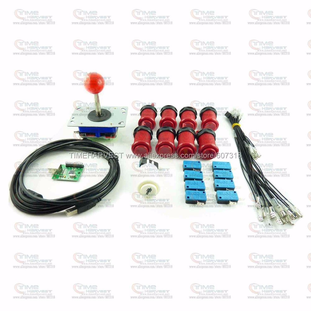 Arcade DIY Bundle Kits with 1 player USB Encoder Adapter Board Push Buttons Arcade Joystick for ...