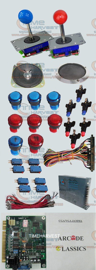 1 set Arcade parts Bundles With 60 in 1 PCB 16A Power Supply Joystick ...