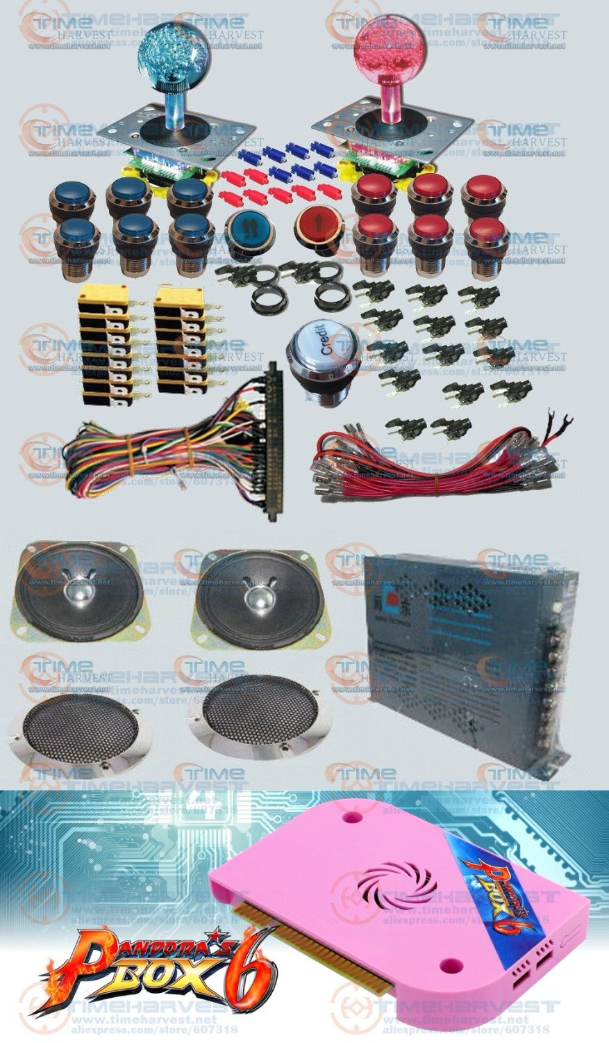Arcade parts Bundles kit With multi 1300 in 1 Pandora Box 6 LED ...
