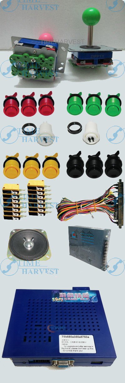 Arcade parts Bundles With 412 in1 PCB,16A Power Supply,L Joystick,Push button,Microswitch ...