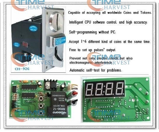 Coin operated timer control device with coin selector & timer board for ...