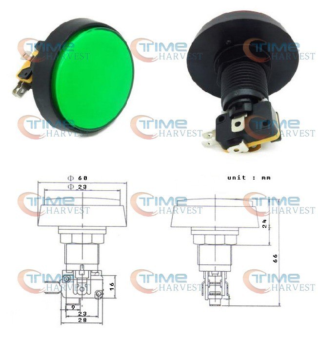 20pcs 60mm Bevel Edge Illuminated Round Push Button buttons with ...