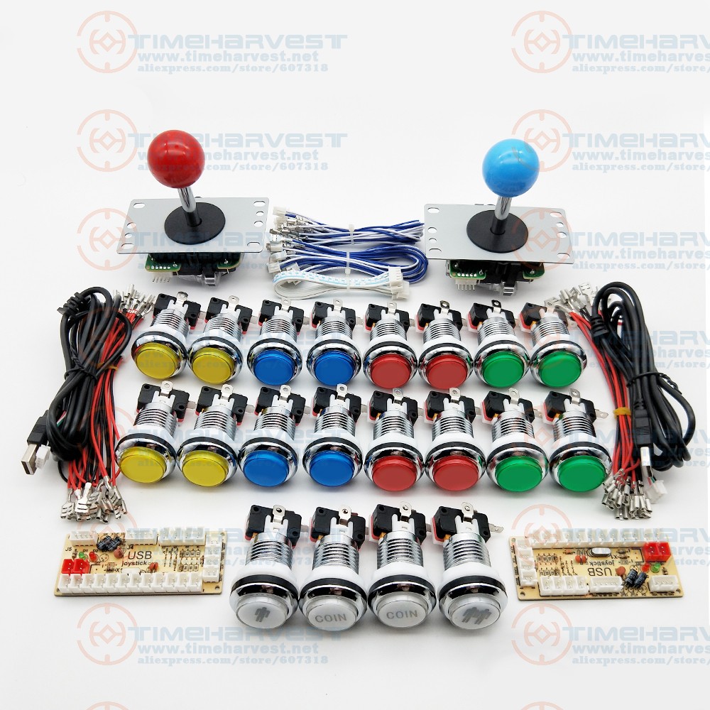 Zero Delay Arcade cabinet DIY kit for 5V LED chrome push button SANWA ...