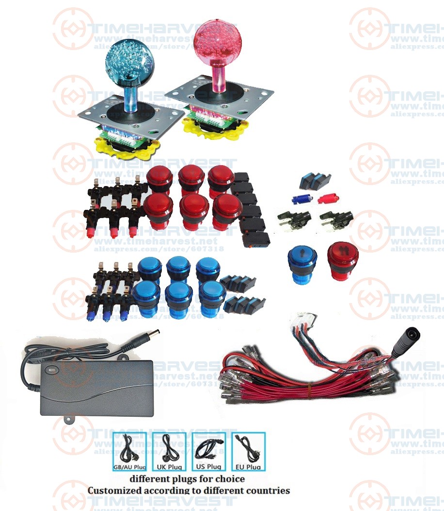 DIY Arcade Game controller parts kit LED Illuminated chrome push button ...